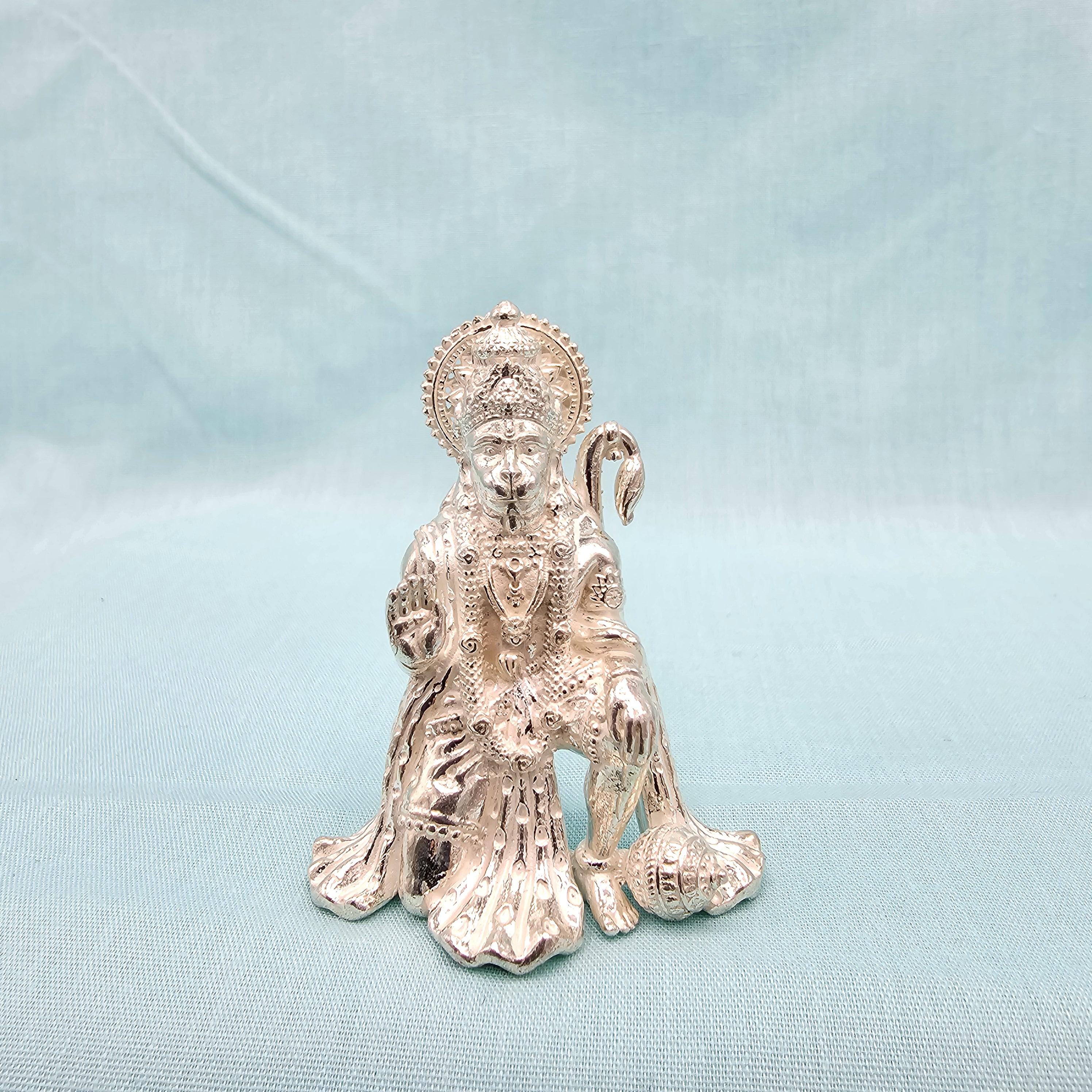 Real Silver Lord Hanuman, Anjaneya Swami, Standing Position and Sitting ...