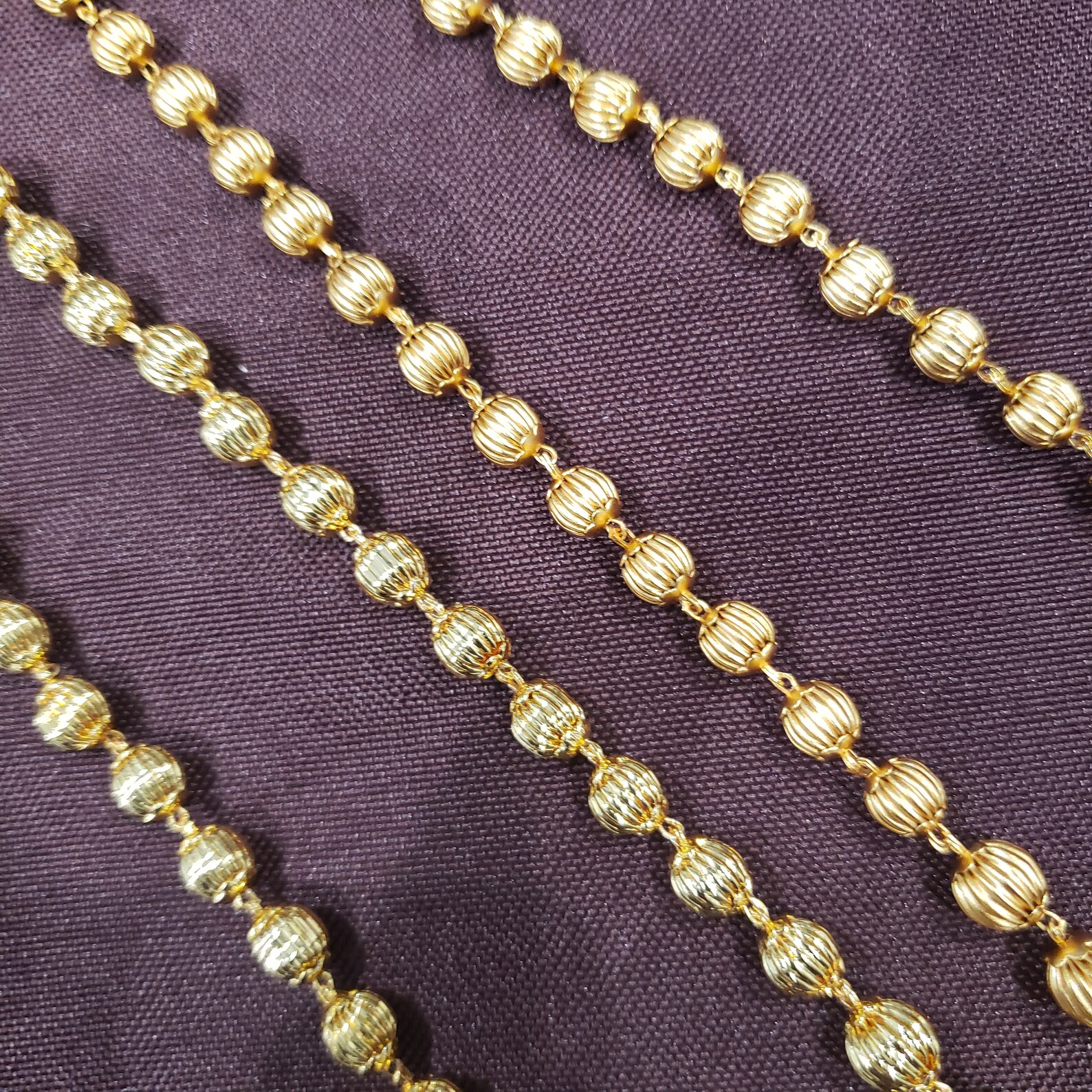 18"matt and Bright Gold Finish Gold Chain, Short Necklace Chain, Ball ...