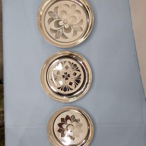 Pure Silver Small Plates. Flower Pattern Designs, 4-5" Diameter, Pure ...