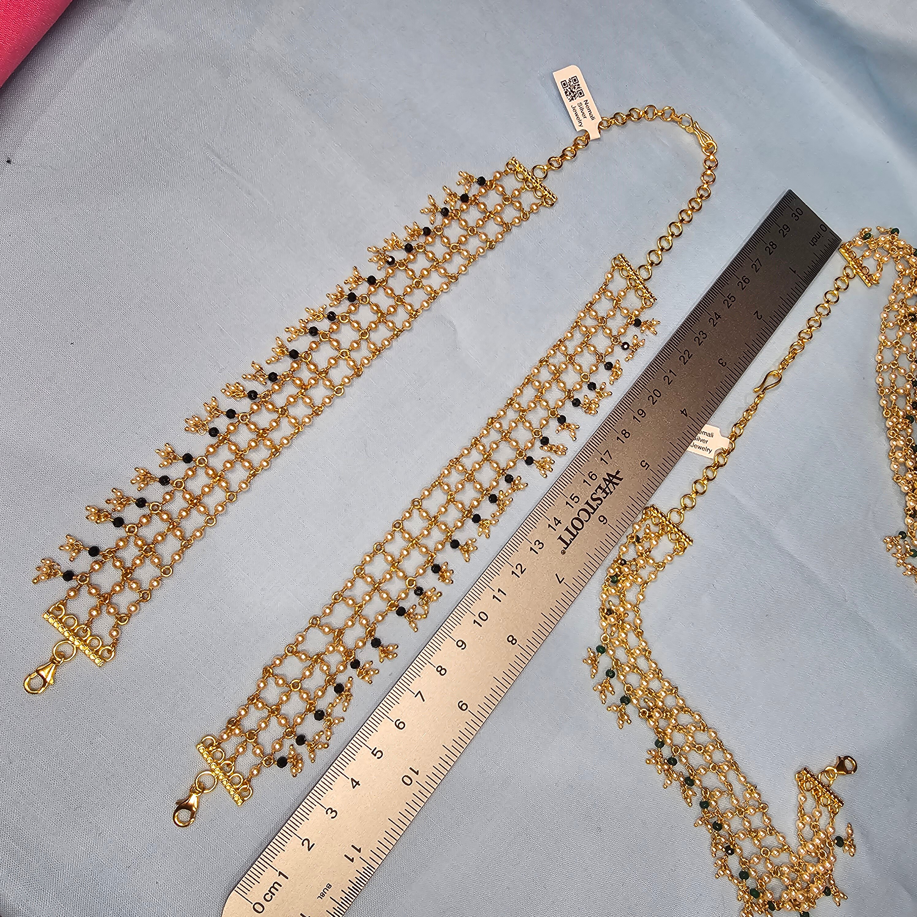92.5 Pure Silver Simple Chains, Net Pattern Small Beads Chains, Silver ...
