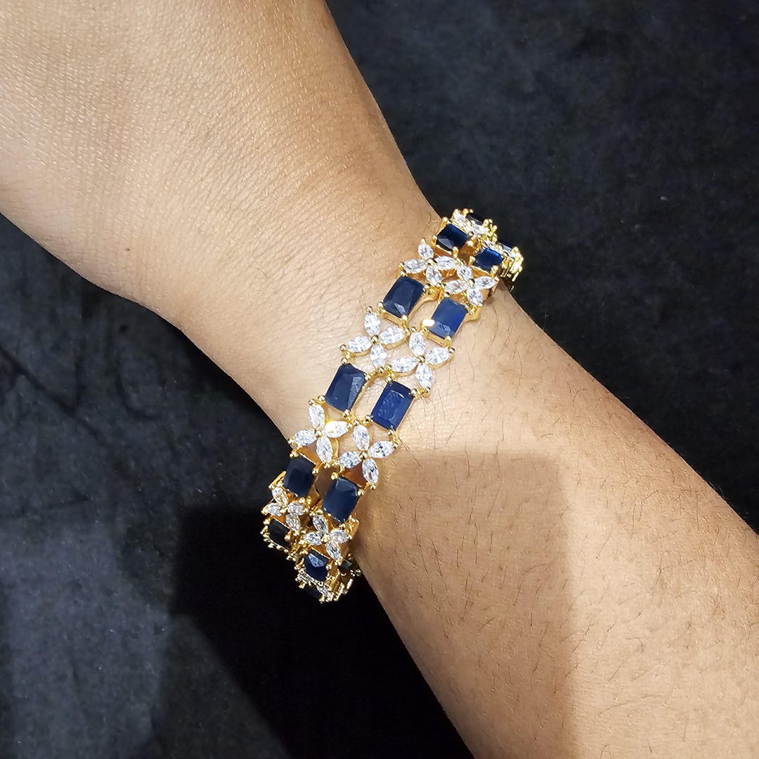 Blue Indian Bangles, 22k Gold Plated 2 Bangles Set, Traditional Indian ...