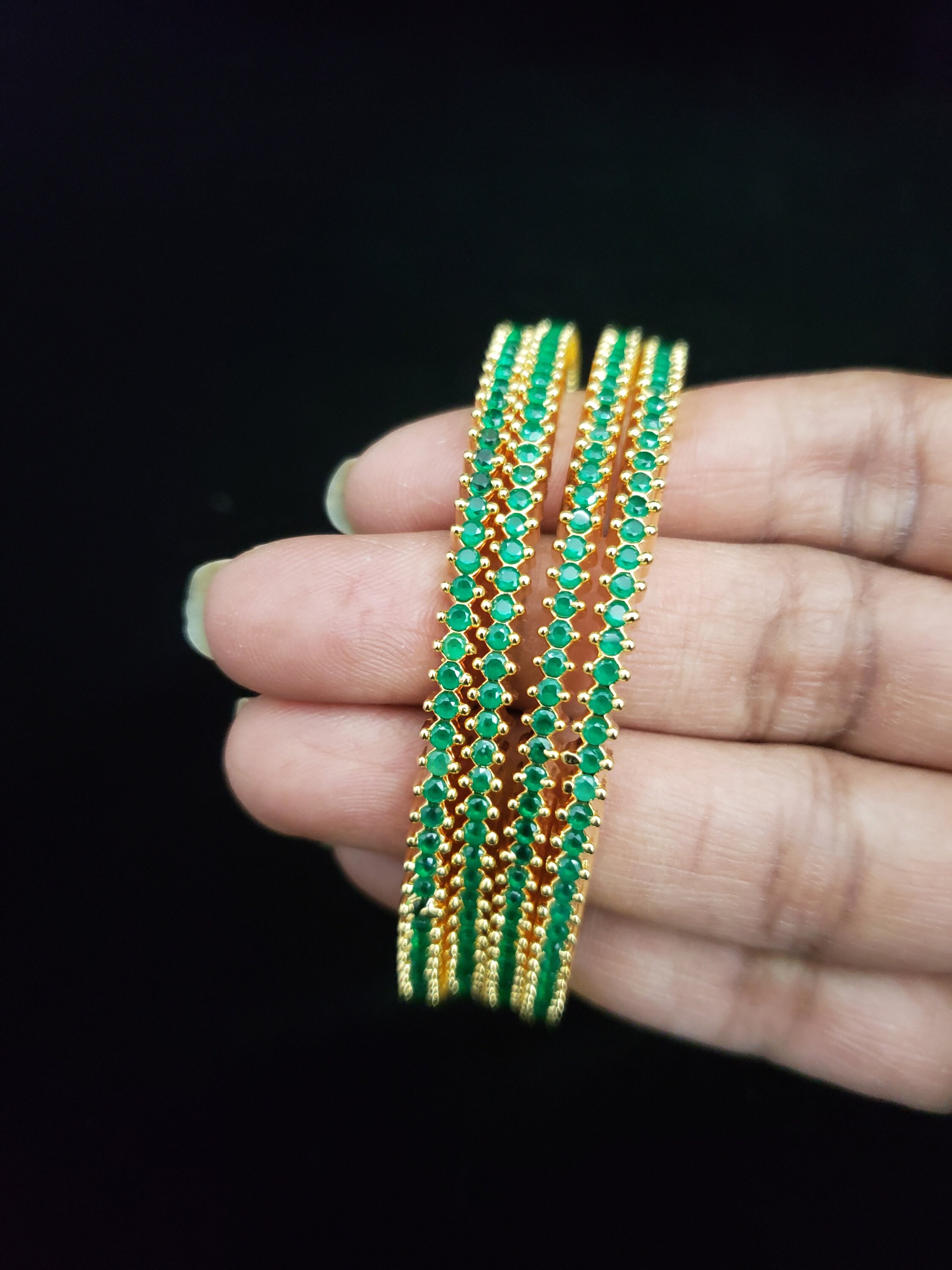 Emerald bangles 4 bangle set 22k Gold Plated Traditional | Etsy