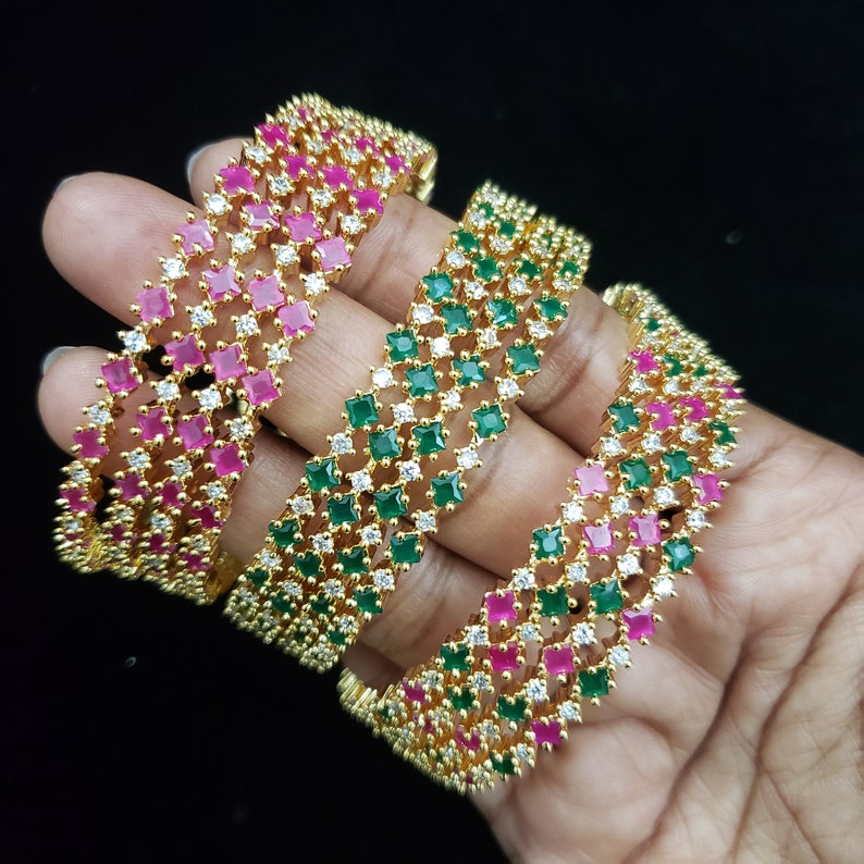 Indian Bangles Set 4 Bangle Set 22k Gold Plated Traditional | Etsy