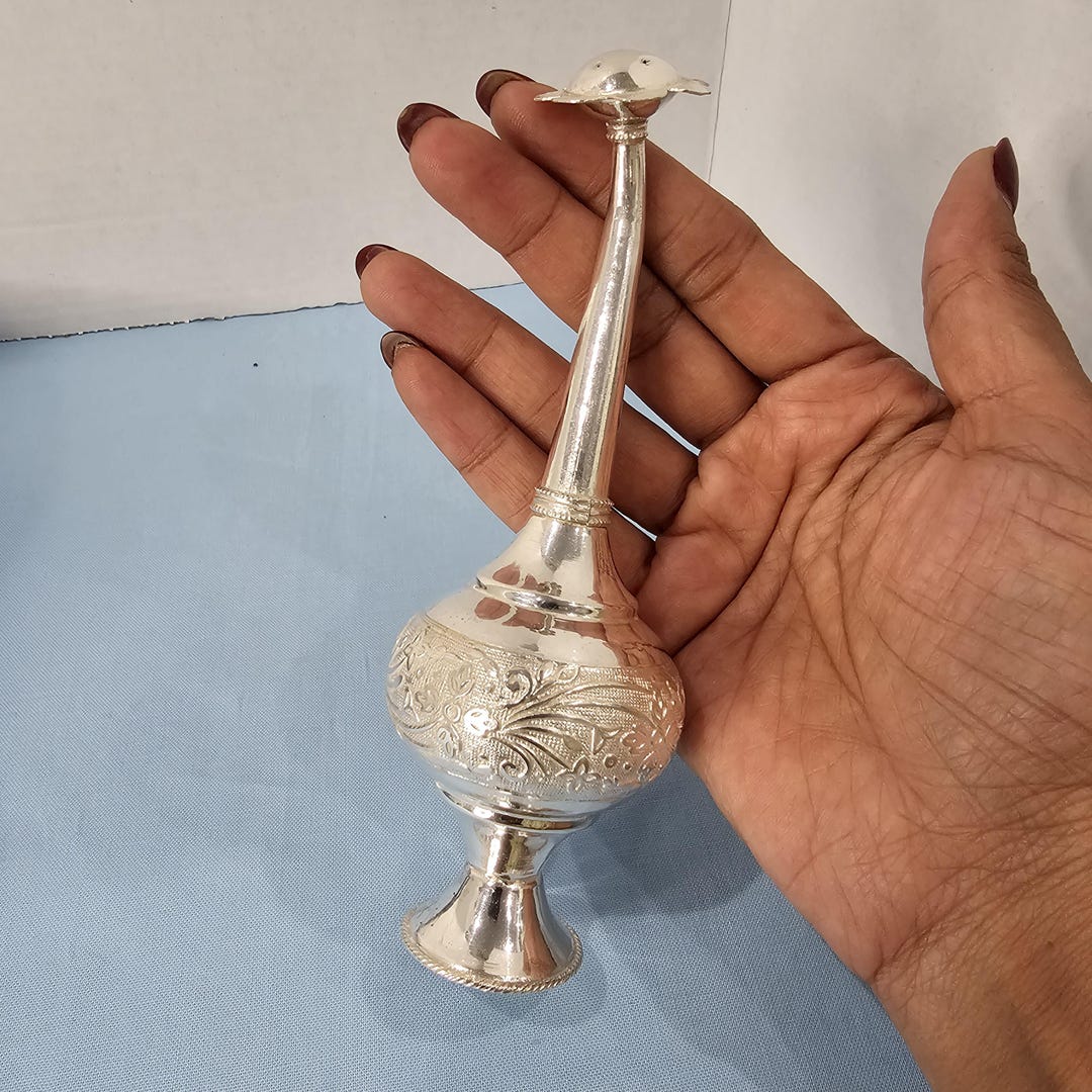 Pure Silver Paneer Butti, Silver Rose Water Sprinkler, Paneer Sambu for ...