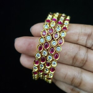 Pota Stone Indian Bangles Set, 4 Bangle Set, 22k Gold Plated ...