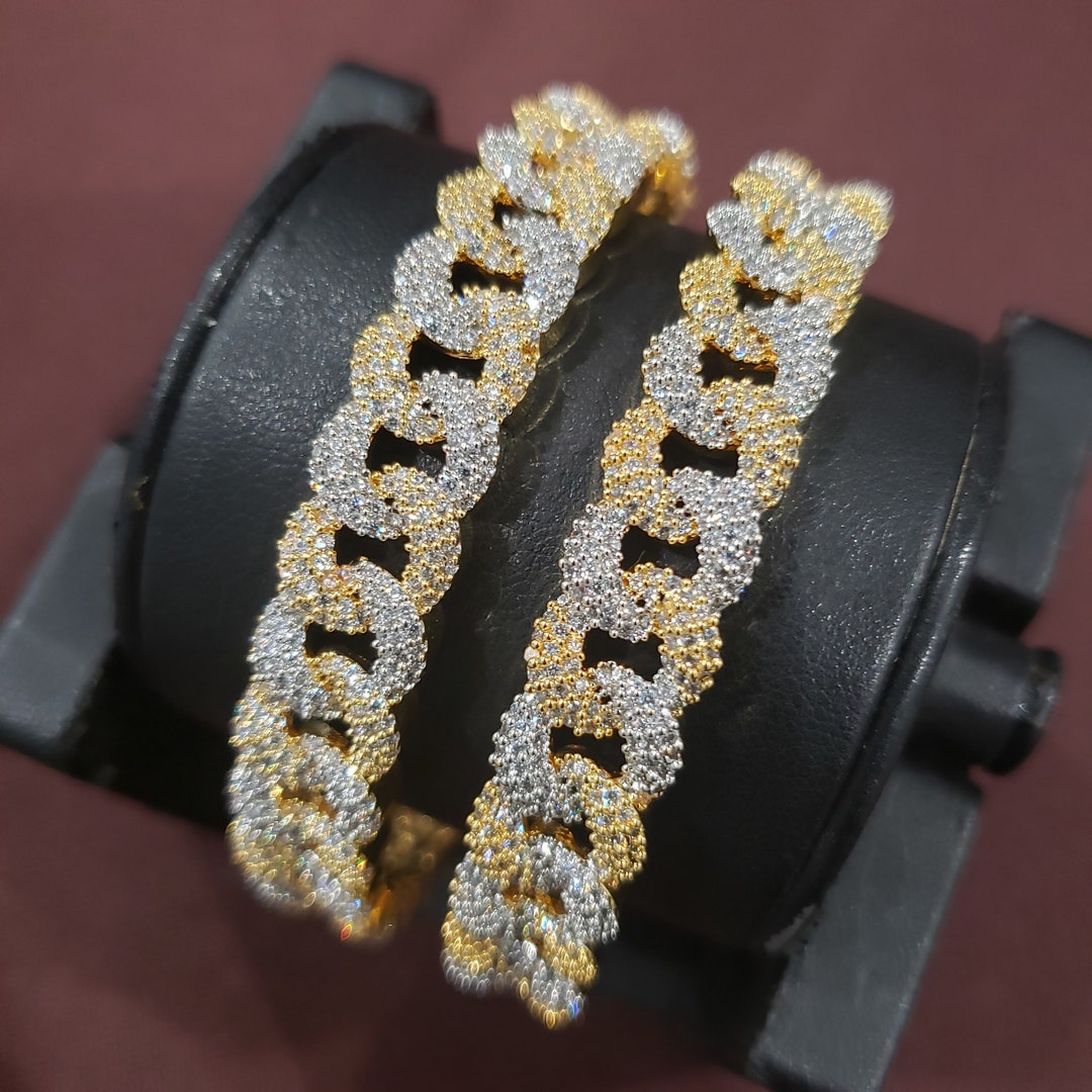 Silver and Gold Covering Bangles Set, Dual Tone 2 Bangle Set, 22k Gold ...