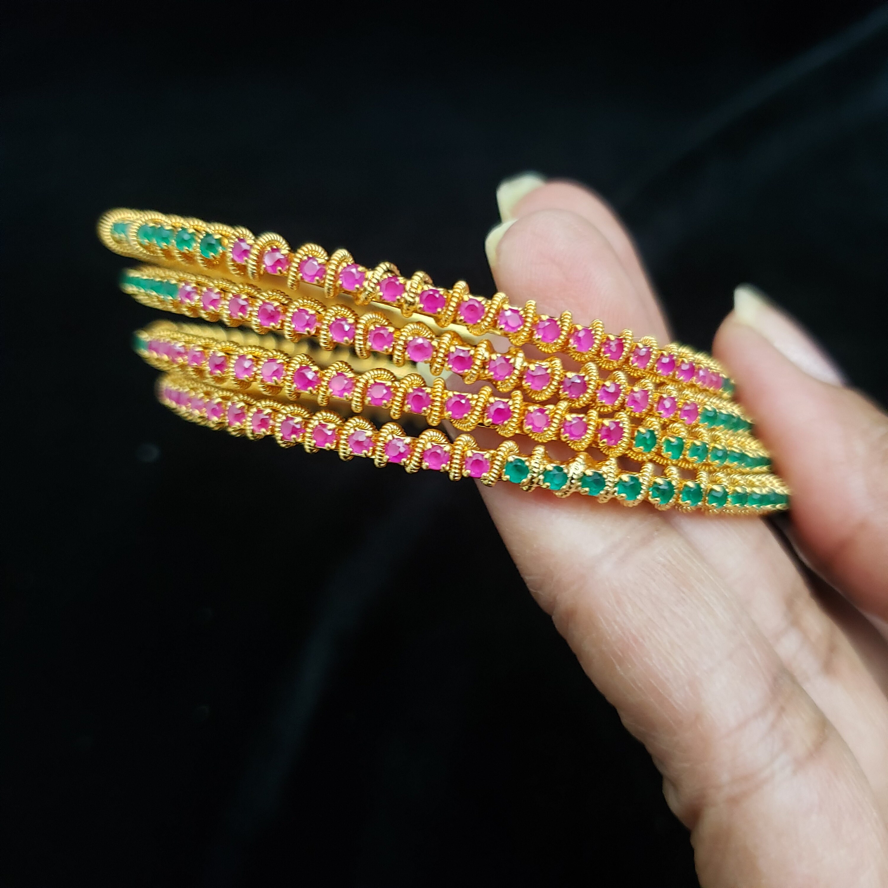 Indian Bangles Set 4 Bangle set 22k Gold Plated Traditional | Etsy