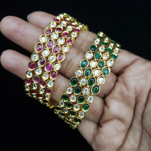 Pota Stone Indian Bangles Set, 4 Bangle Set, 22k Gold Plated ...