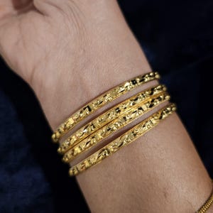 Set of 4 Indian Bangles, 22k Gold Plated Bangles Set, Traditional Indian Wedding Bangles, Kadas ...