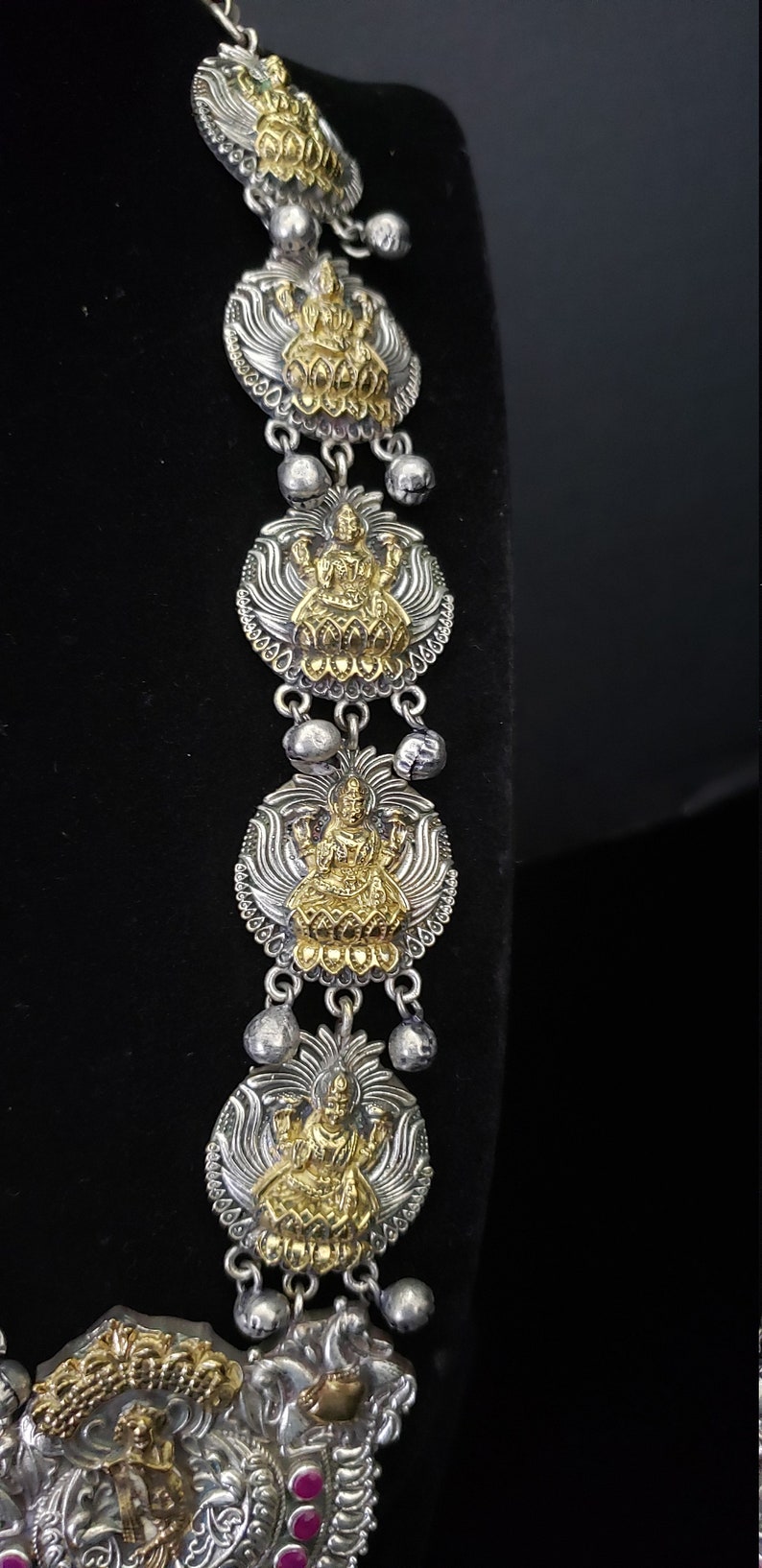 German Silver Jewelry, Temple Pattern Ruby and Two Tone German Silver ...
