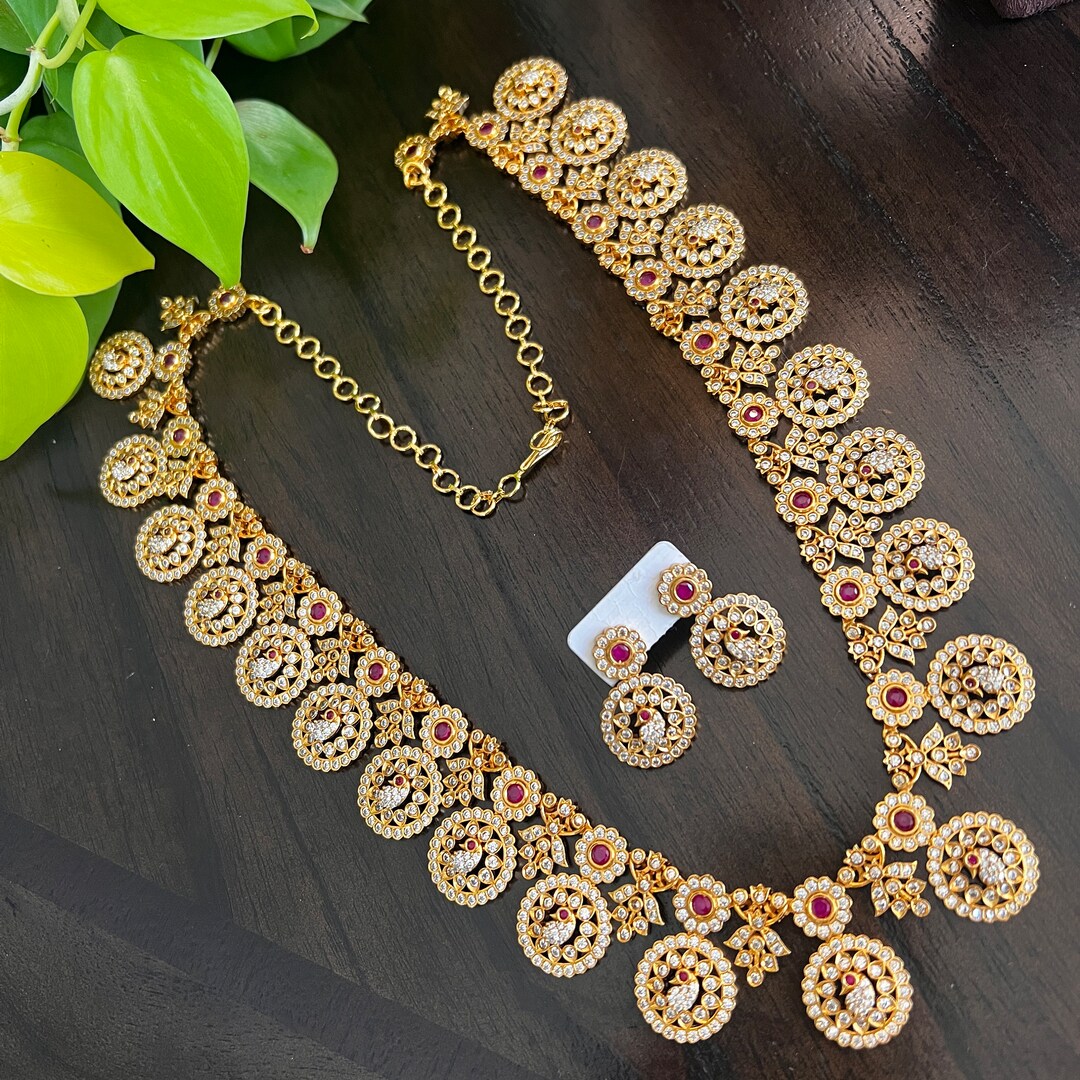 Coin Mala Long I Haram, Antique Kempu Jewelry, Semi Precious Ruby ...