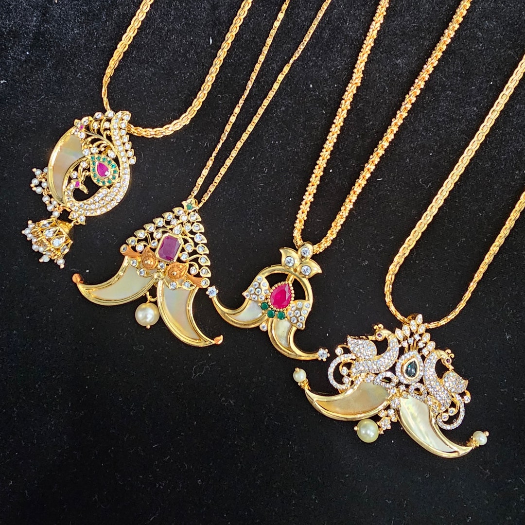 Puli Goru Pendant, High Quality AD Stones With Semi Precious Ruby and ...