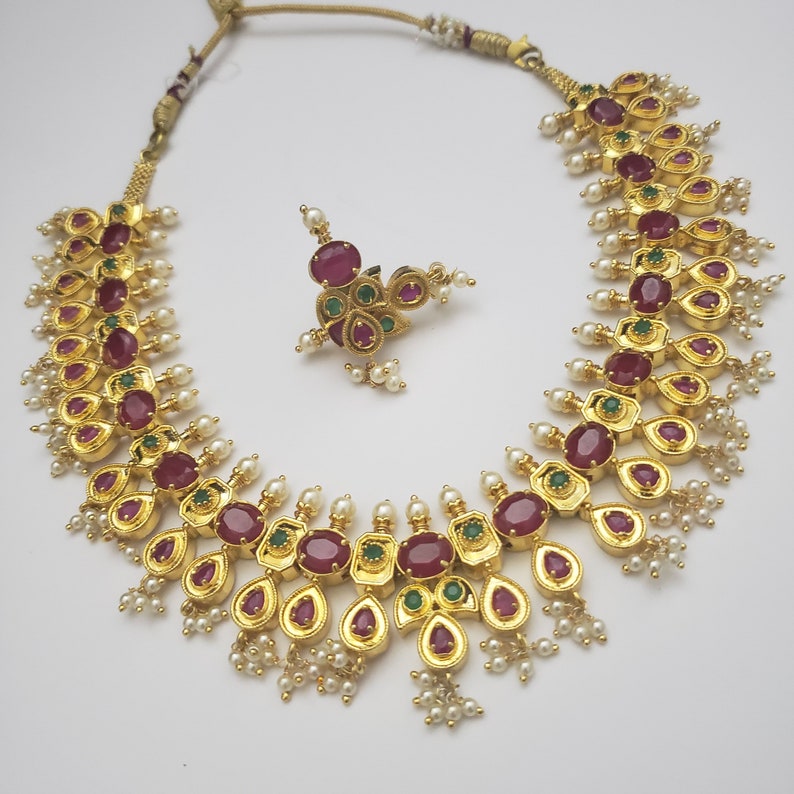 Indian Jewelry, Kempu Jewelry,fashion Jewelry, Ruby, Emerald, Brides ...