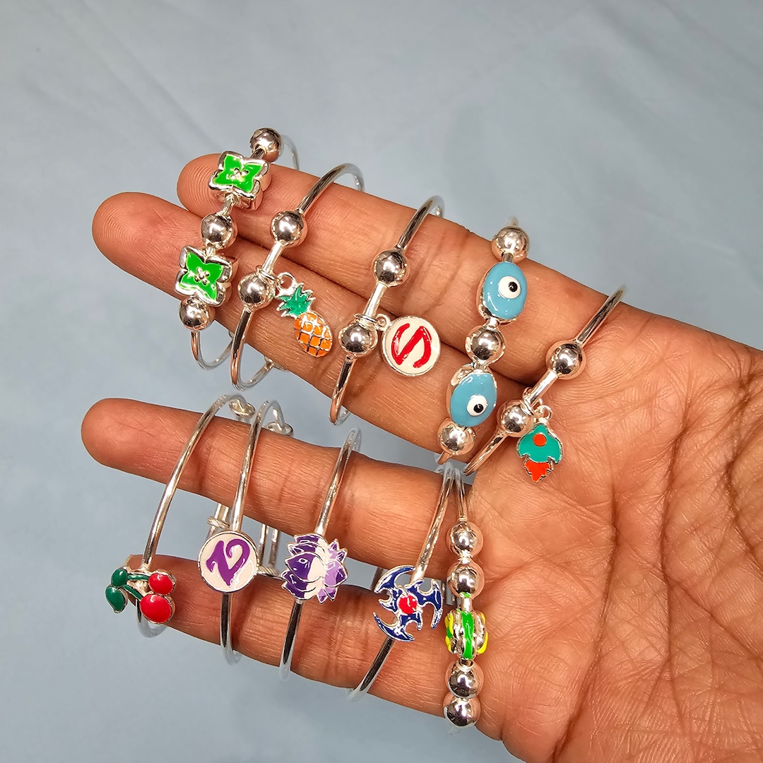 Kids Pure Silver Kada, Infant Bangles, Boy/ Girl Kadas Adjustable, 6 ...