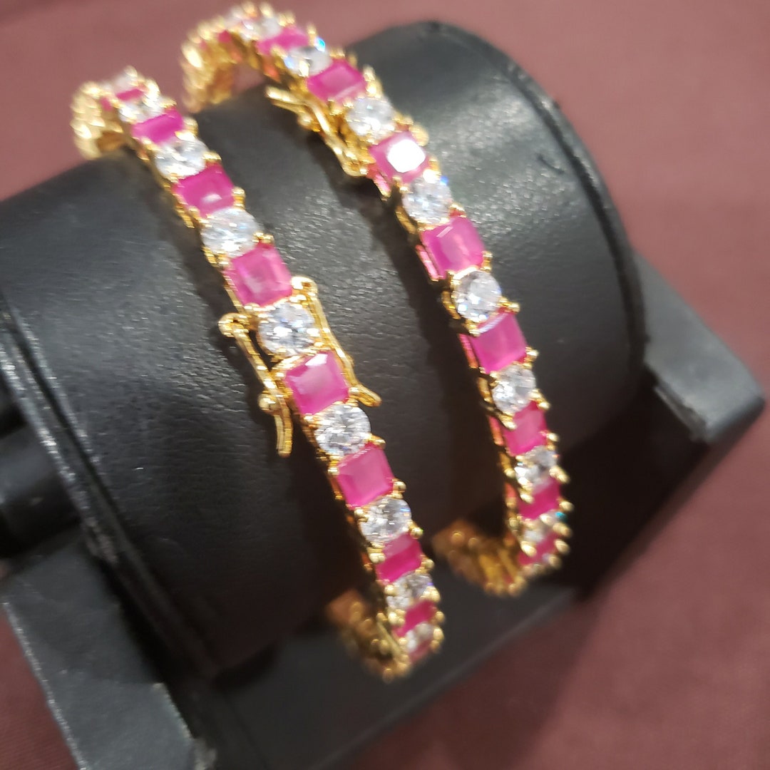 Ruby Indian Bangles, Traditional Bangles Set, Bridal Bangles, One Gram ...