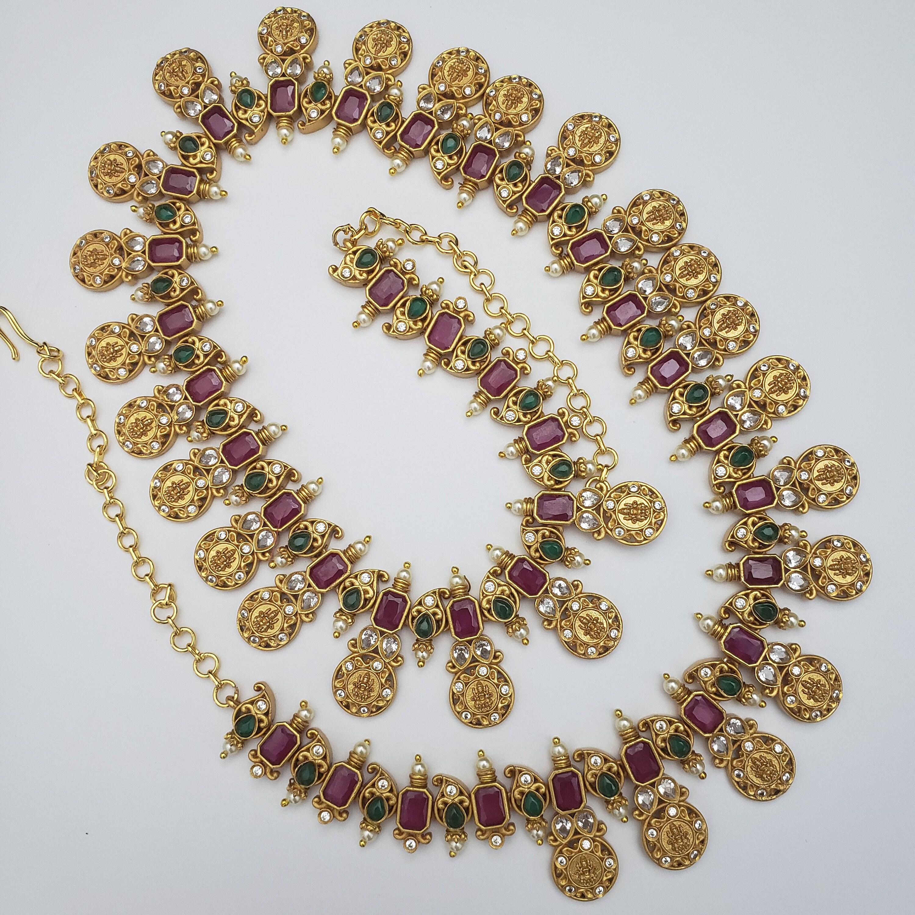 Dual Purpose: Necklace or Waist Belt Indian Temple Jewelry, Semi ...