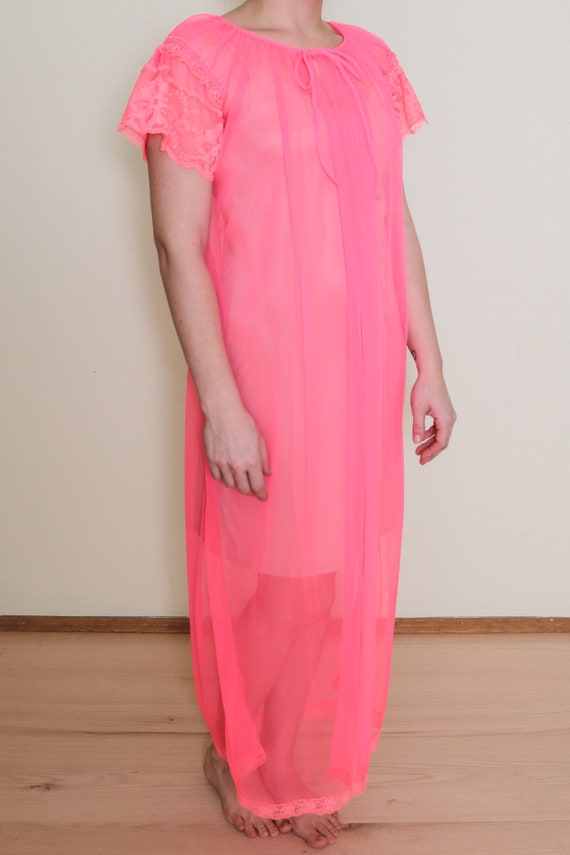 Neon Hot Pink Sheer Negligee Cover - Gem