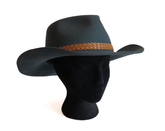 Vintage Akubra Snowy River Australian Blue Fur Felt Western Rancher Hat ...