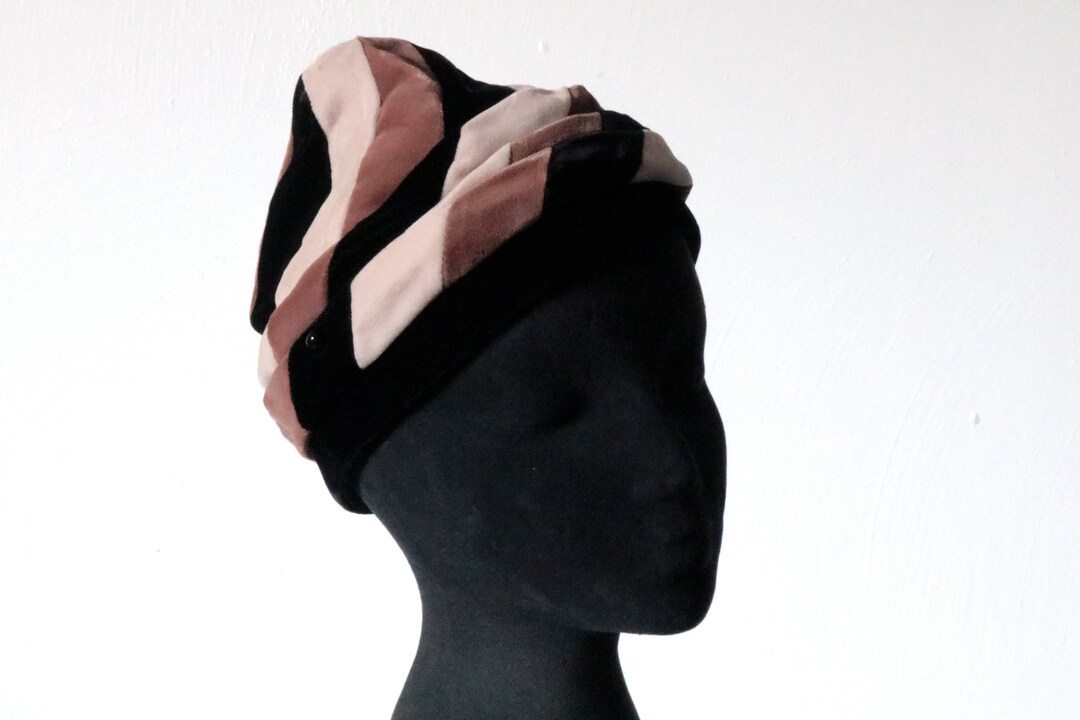 Vintage Union Made Silk Velvet Neutral Color Swirl Patchwork Hat - Etsy