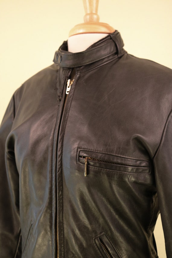 1970’s Leather Motorcycle Jacket with Latch Collar an… - Gem