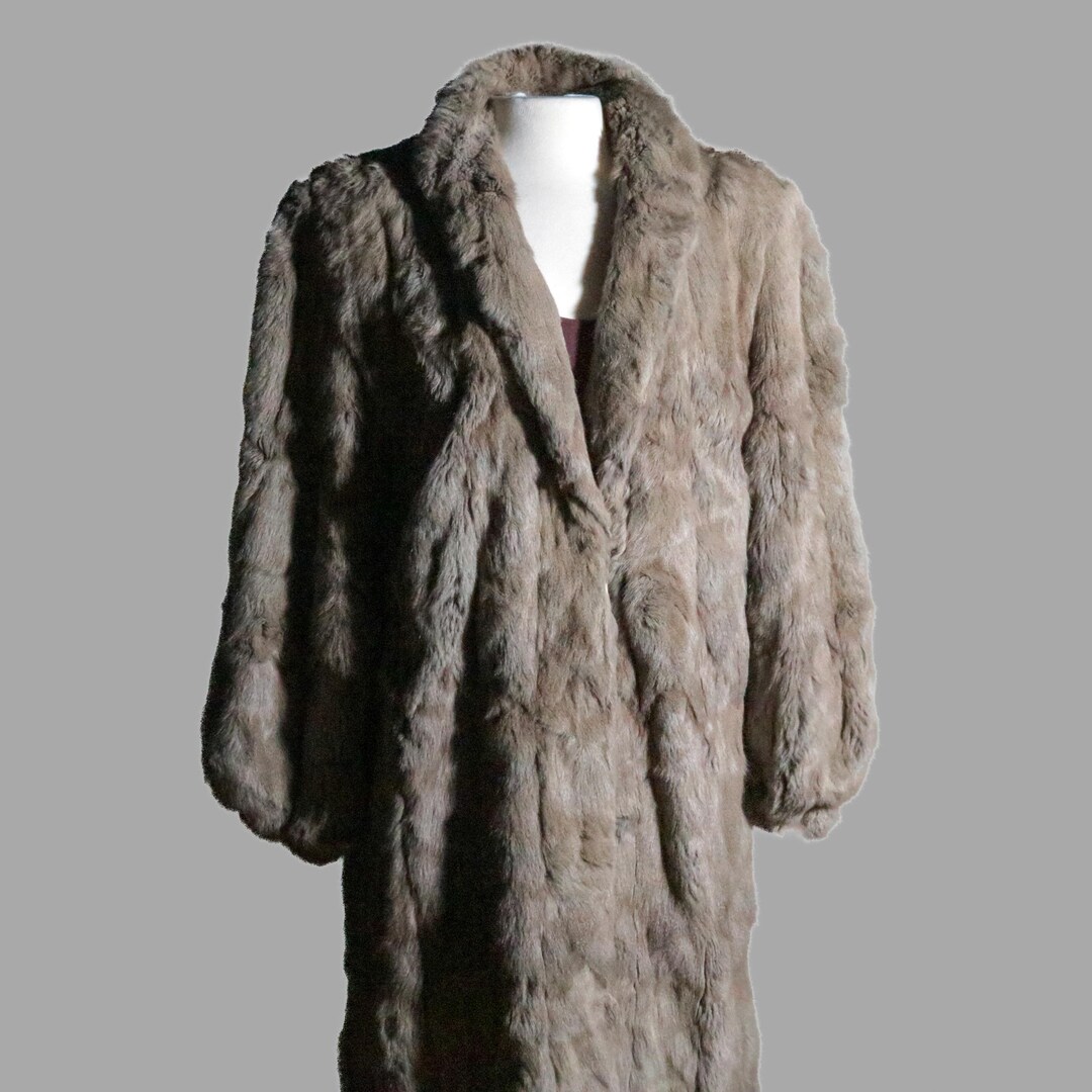 Vintage 1950s Full-length Grey Rabbit Fur Balloon Sleeve Coat ...