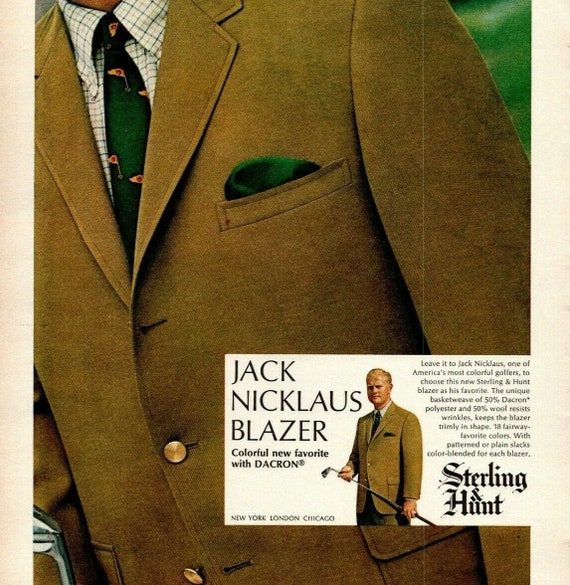 1970’s Golden Bear Yellow Double Knit Golf Blazer Jac… - Gem