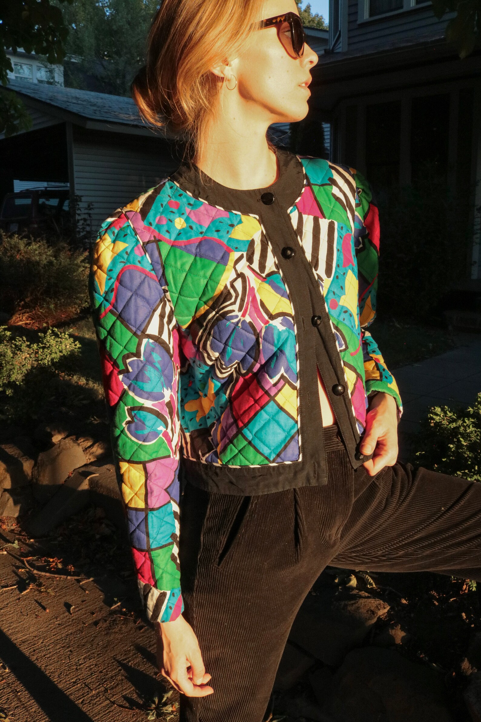 1980's Multicolored Quilted Cropped Jacket - Etsy