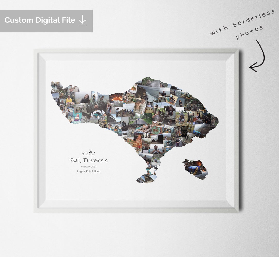 Custom Digital File: Bali Destination Collage - Personalised Silhouette ...