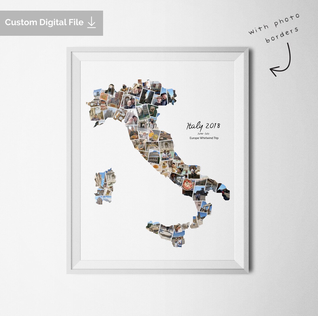Custom Digital File: Italy Destination Collage Personalised Silhouette ...