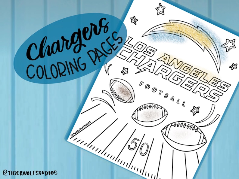 Chargers Coloring Pages - Digital Download -party - Kids Activities ...