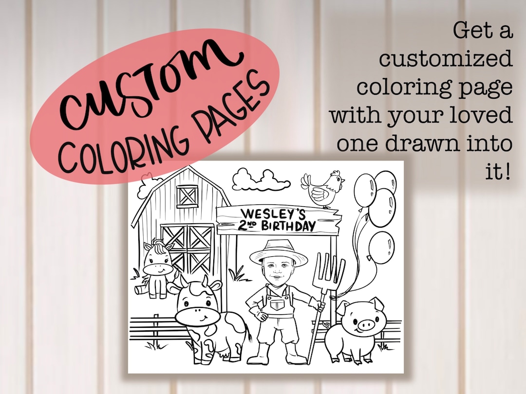 Custom Birthday Coloring Pages -birthday Portrait - Digital Print From ...