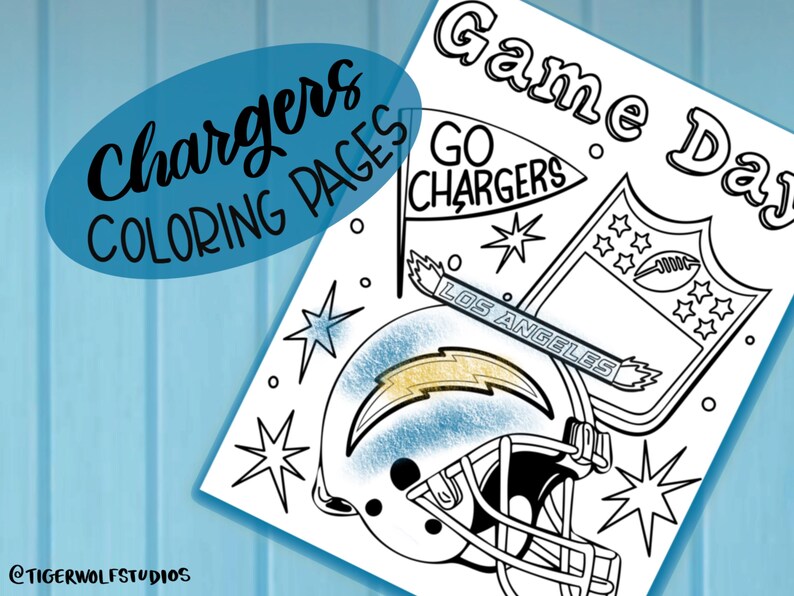 Chargers Coloring Pages - Digital Download -party - Kids Activities ...