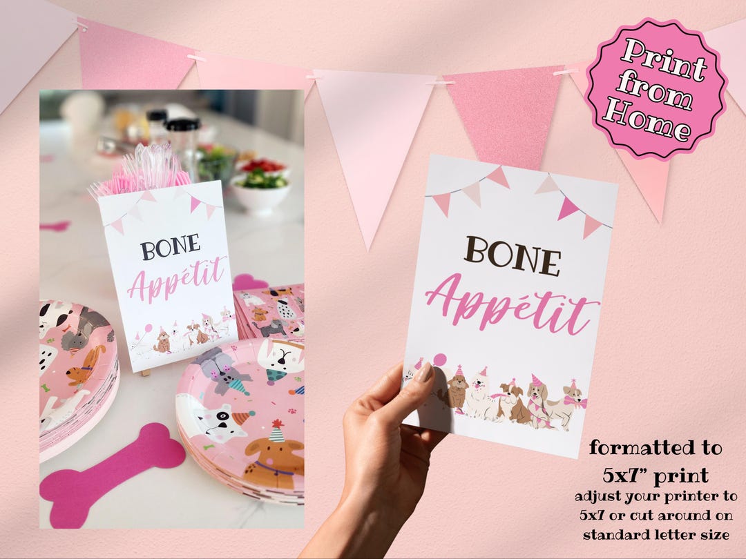Bone Appetite Party Sign - Print From Home -digital Download Dog Names ...