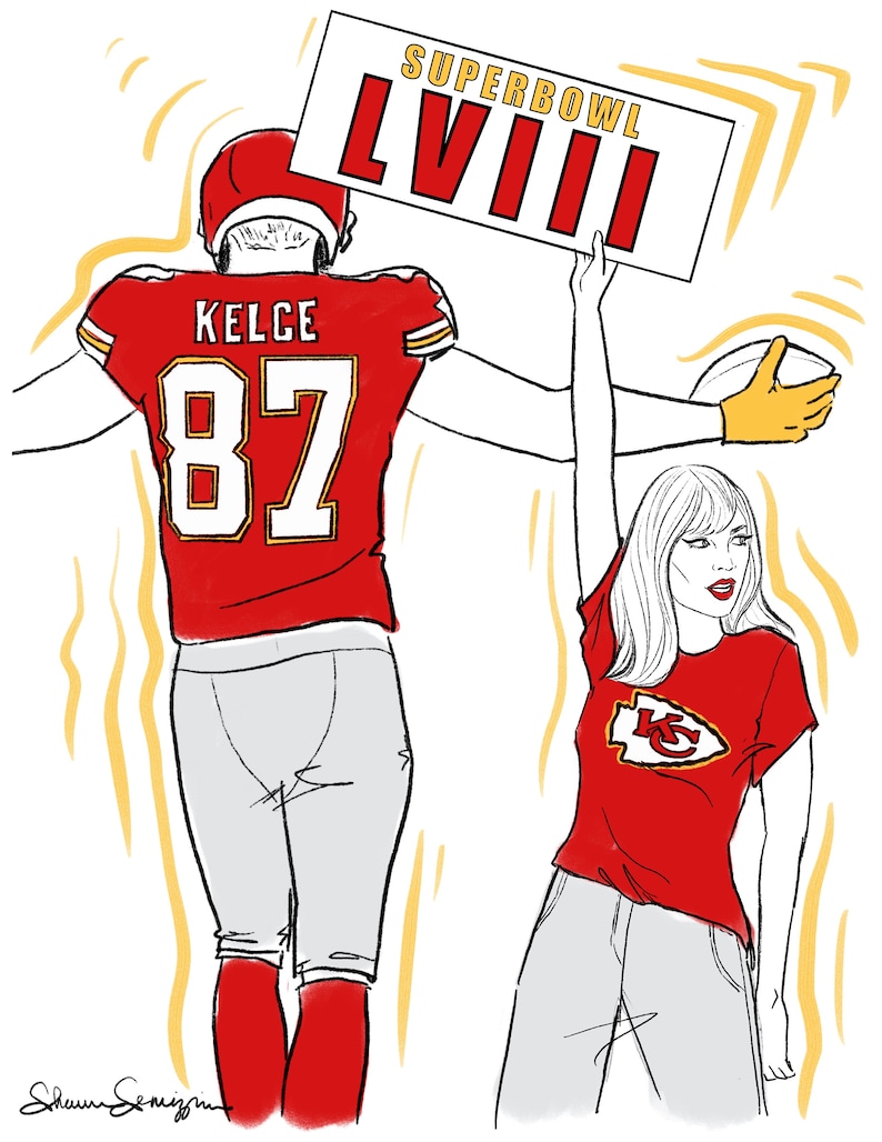Taylor Swift & Travis Kelce Kansas City Chiefs Coloring Pages digital ...