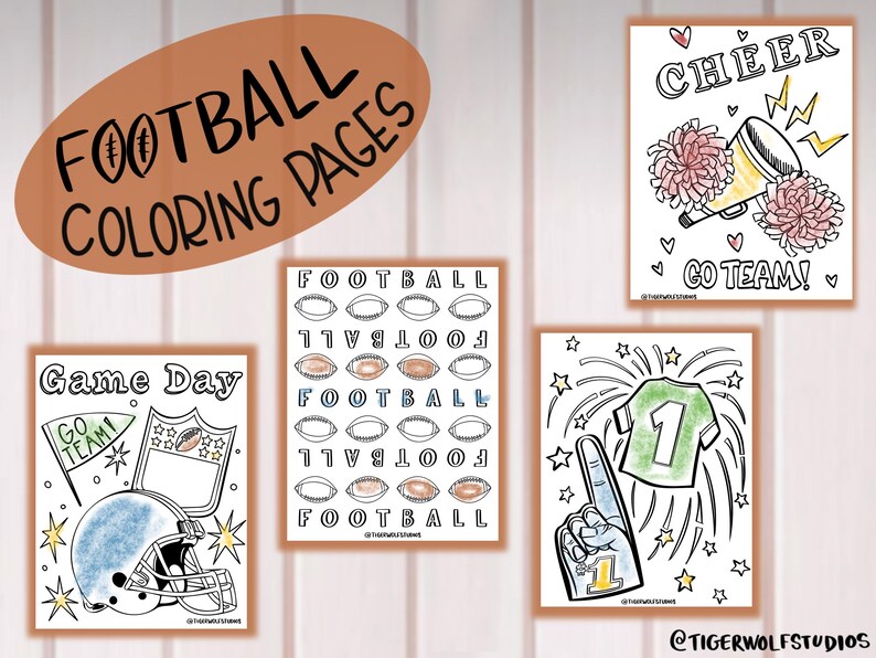 Football Coloring Pages: Kids Game Day Activity (digital Download) - Etsy