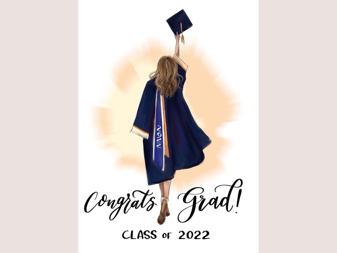 Graduation Custom Portrait -graduation Card - Gift - Customizable ...