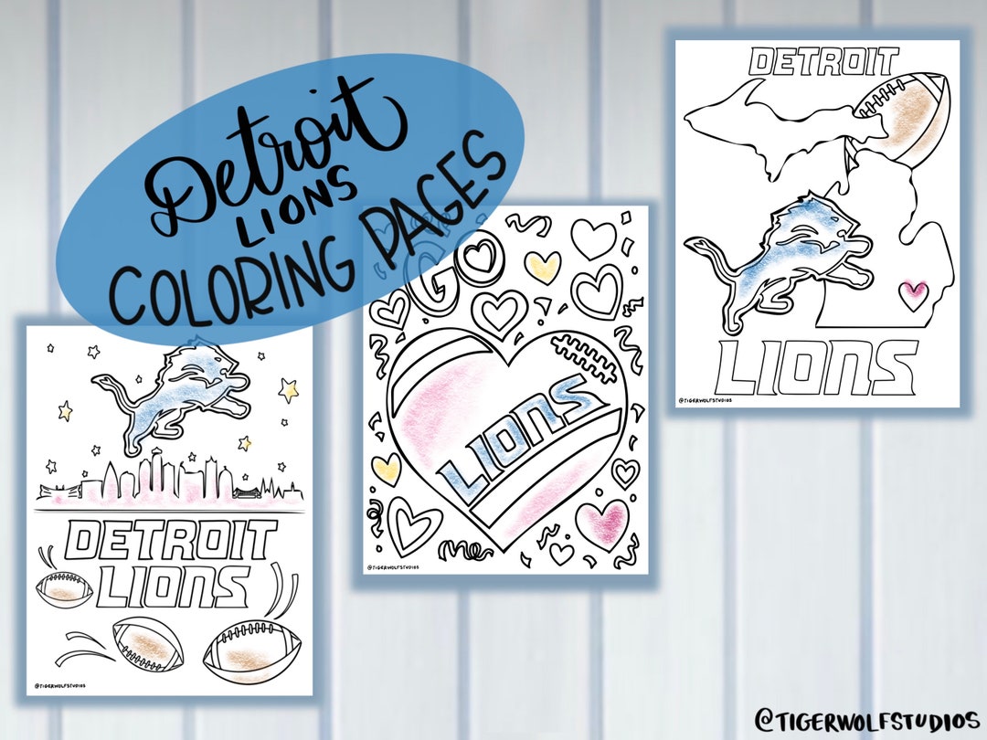 Detroit Lions Coloring Pages Digital Download party Kids Activities ...