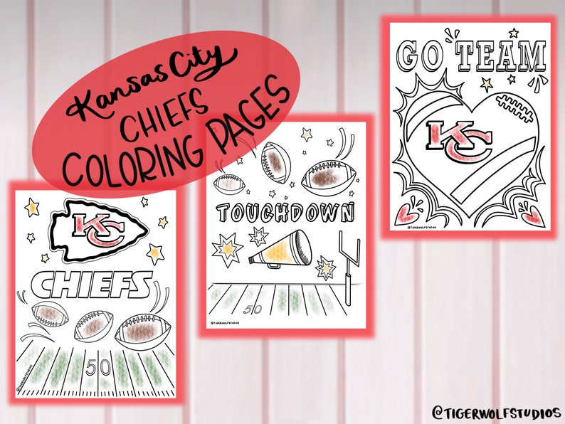 Kansas City Chiefs Coloring Pages - Digital Download -party - Kids ...