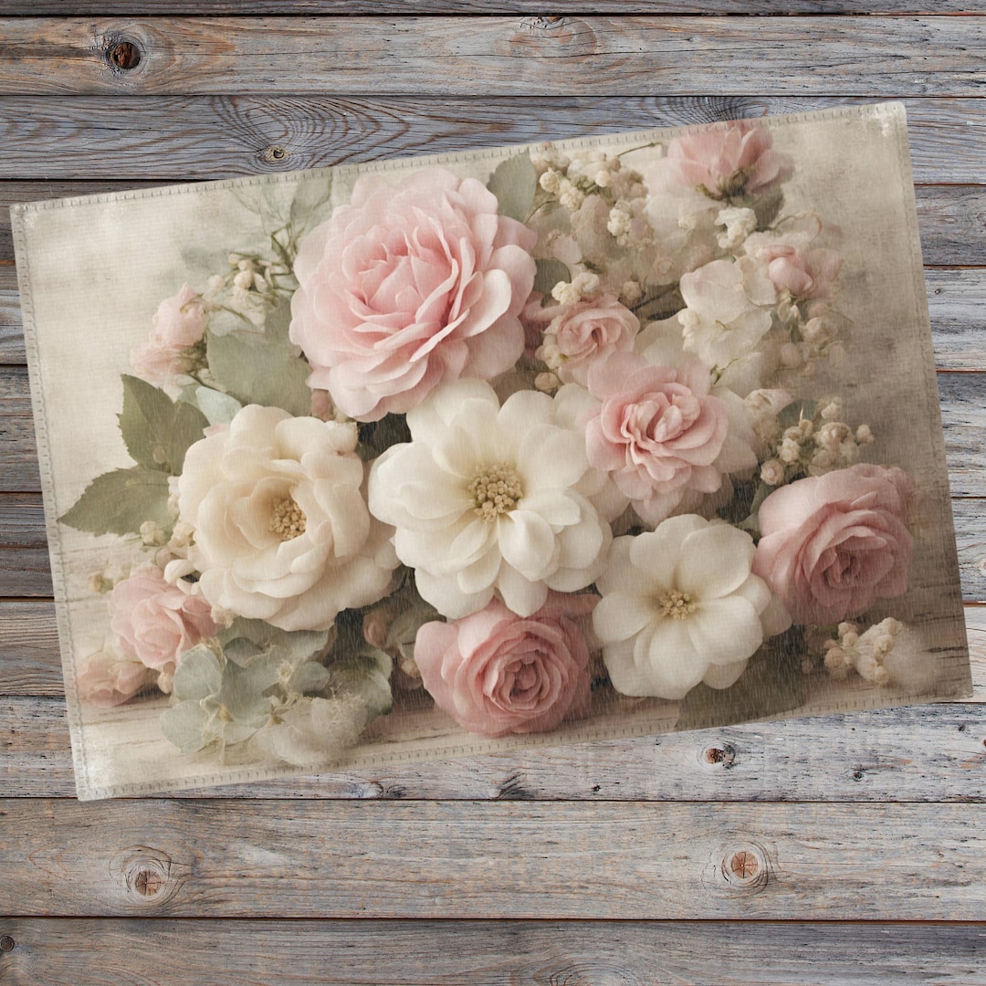 Area Rugs, Shabby Chic Rug, Rose Rug, Retro Rug, Floral Rug, Bedside ...