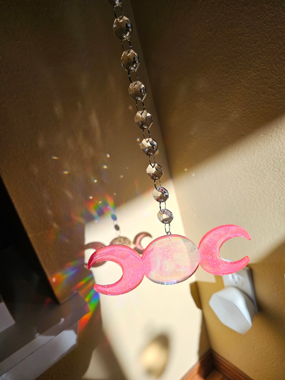 Holographic Moon Phase Resin Suncatcher | Resin Moonphase | Holo Resin ...