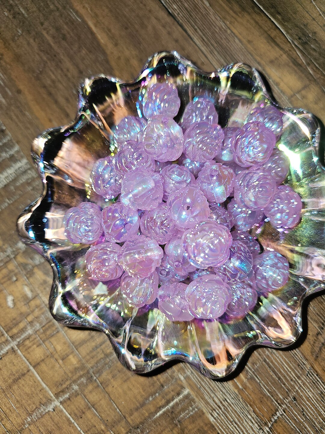 3D Rose Beads Glow in the Dark Purple Bubblegum Beads / Beads for Pens ...