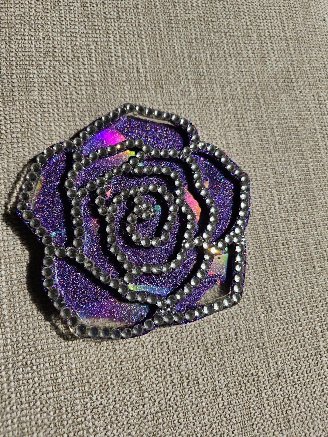Holographic Effect Rose Shape Resin Coaster | Rose Holographic Resin ...