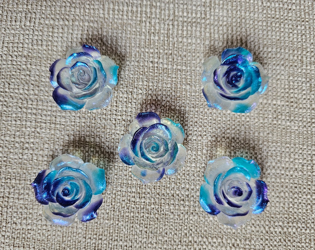 Glow in the Dark Resin Rose Magnets / Blue Resin Roses / Blue Rose ...