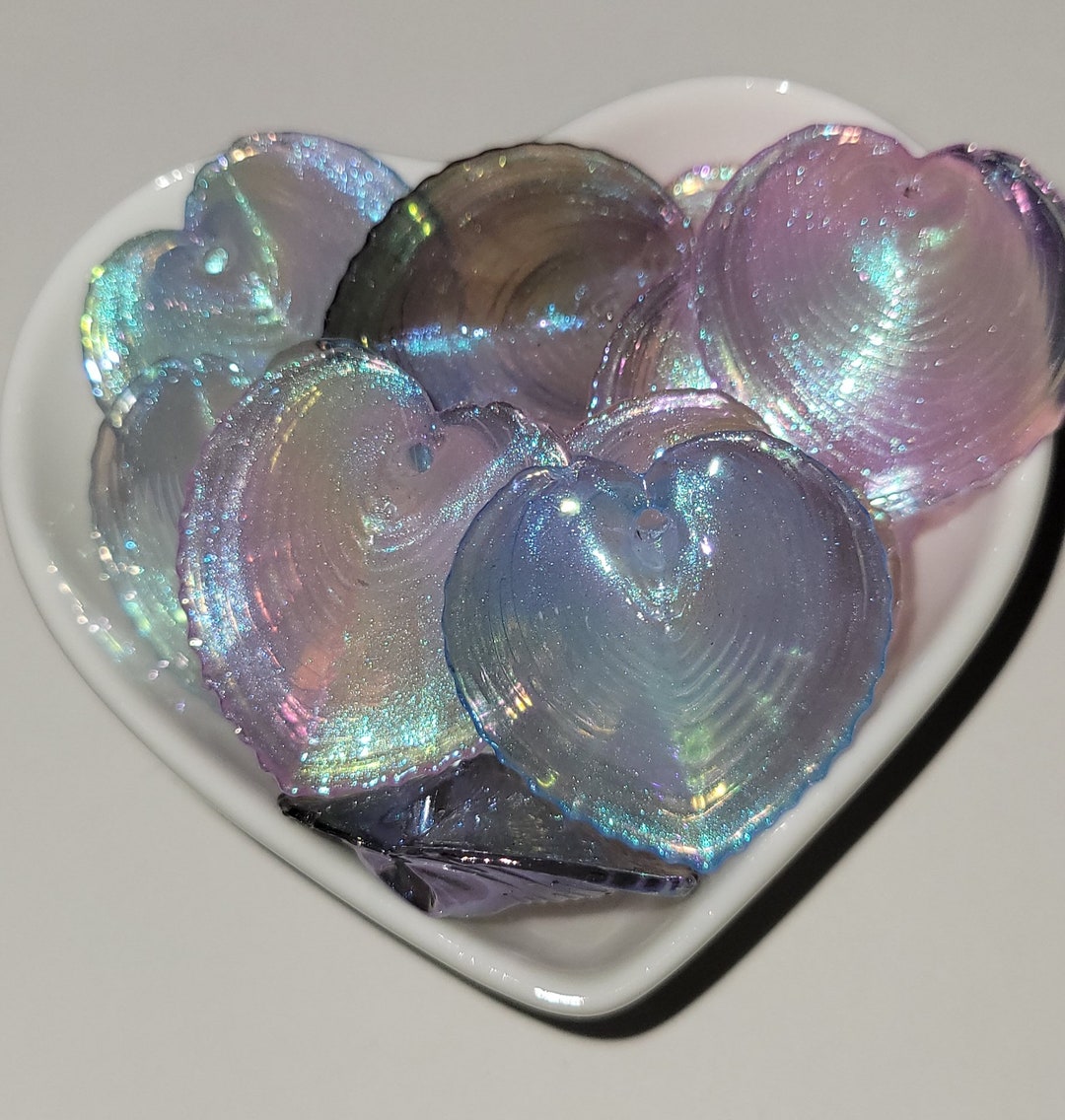 10 Seashell Beads / Shell Beads / Acrylic Beads / Iridescent Beads ...