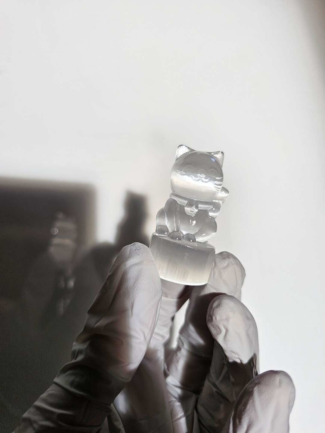 Selenite Lucky Cat / Lucky Cat Crystal Carving / Selenite Money Cat ...