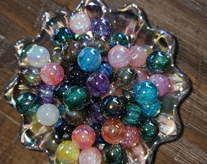 10 Galaxy Bubblegum Beads / Beads for Pens / Galaxy Beads / Sparkly Beads / 16mm Beads / Glitter ...