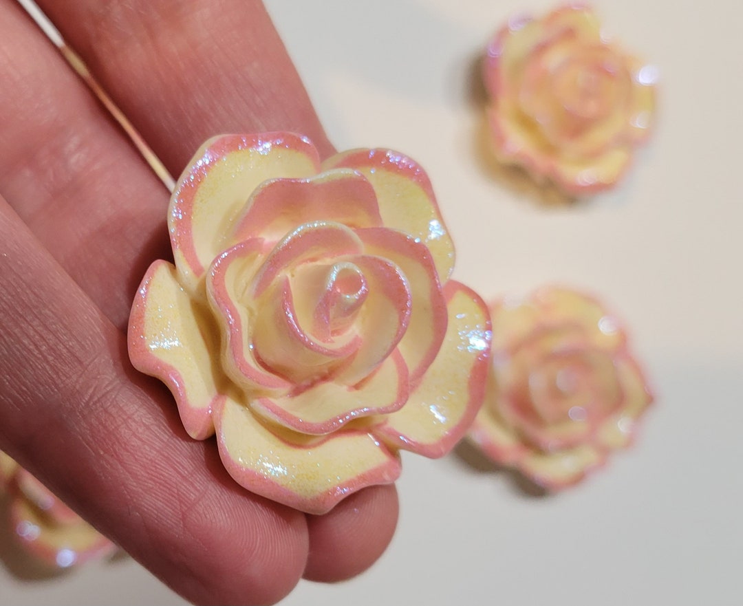 Pink Resin Rose Magnets / Set of 5 Rose Magnets / Pink Rose Magnets ...
