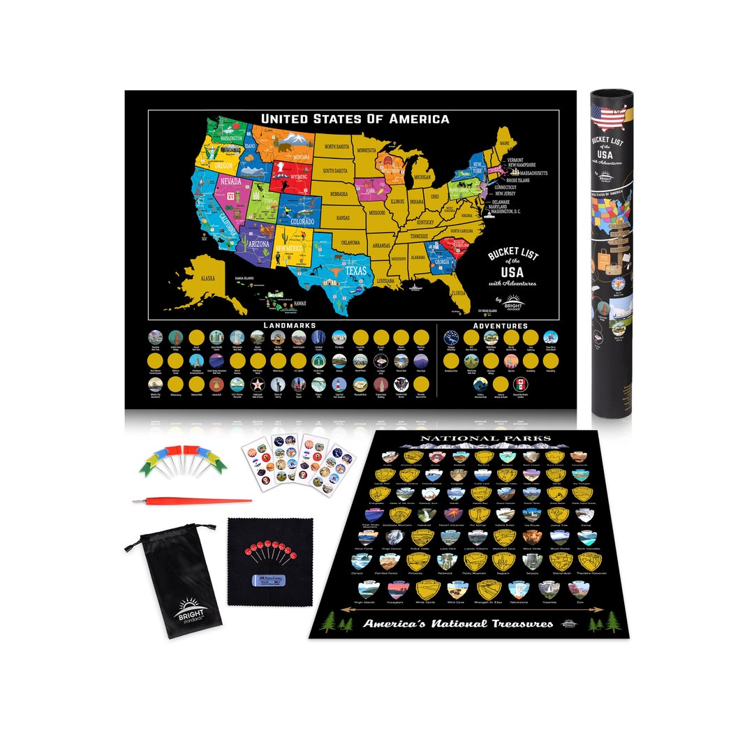 Scratch off US Map W/ Bonus USA National Park Poster Bucket List ...