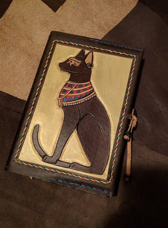 Personalized leather handmade book cover featuring the ancient | Etsy