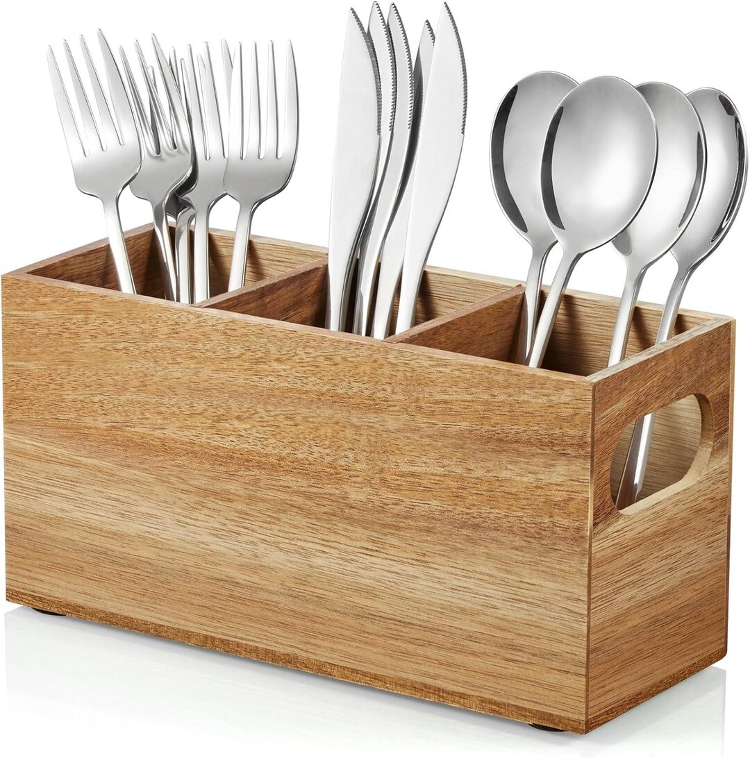 Cutlery Holder Rosewood Utensil Counter Top,for Party, Fork Spoon Knife ...